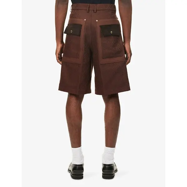Casablanca Monogram Print Patch Pocket Cargo Shorts