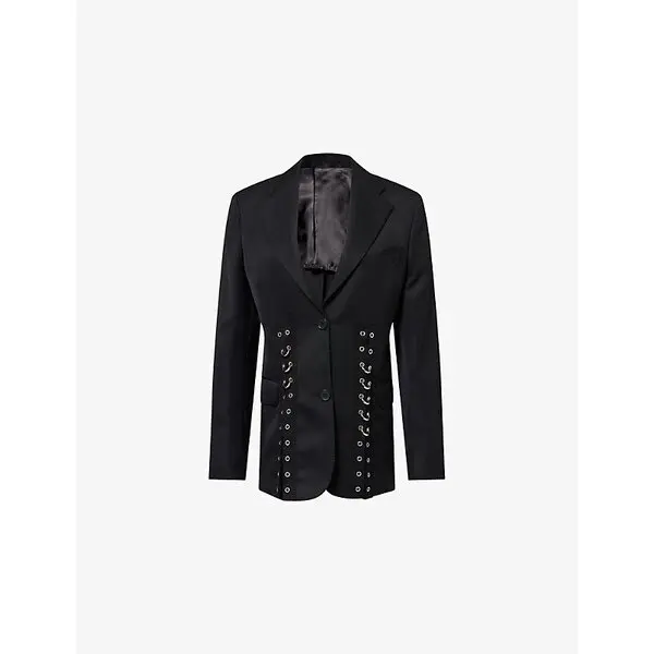 Simone Rocha Grommet Ring-embellished Wool-blend Jacket - Black