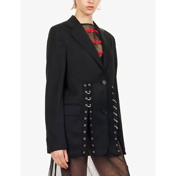 Simone Rocha Grommet Ring-embellished Wool-blend Jacket