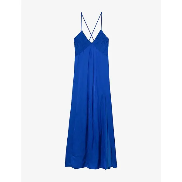 Zadig&Voltaire Rayonne Split-hem Satin Maxi Dress - Electric