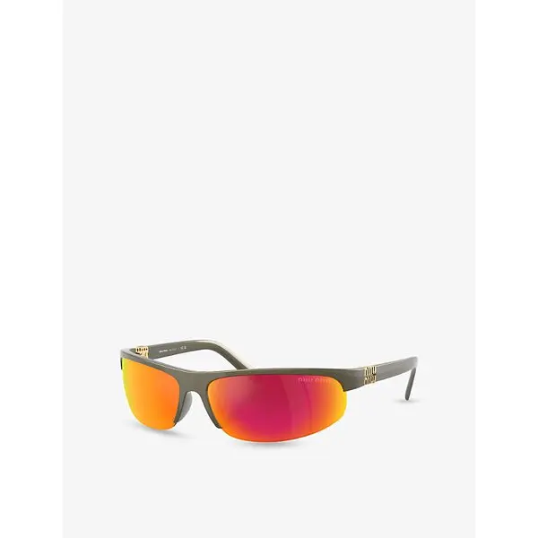 Miu Miu Oval Frame Injected Sunglasses
