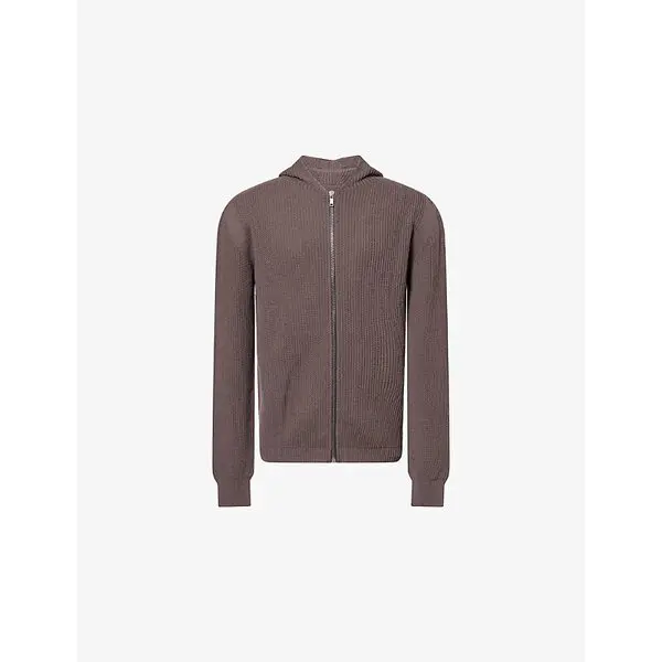 Rick Owens Rib-knit Zip-up Hoody - Dark Dust