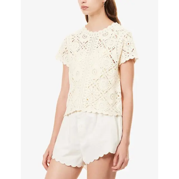 ME+EM Open-knit Crochet Cotton Top