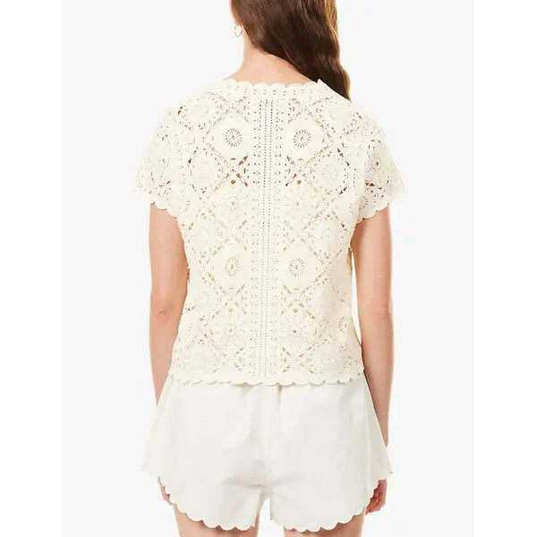 ME+EM Open-knit Crochet Cotton Top