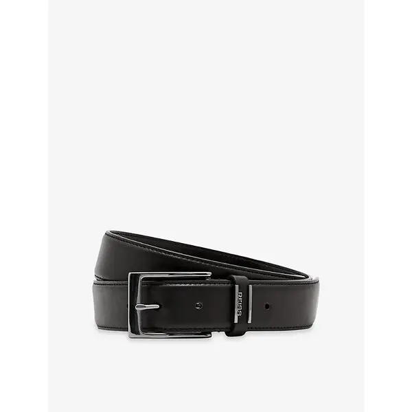 REISS Finch Branded-buckle Leather Belt