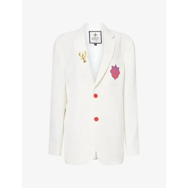 ARAM Brand Print Single-breasted Tweed Blazer