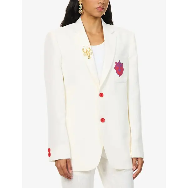 ARAM Brand Print Single-breasted Tweed Blazer
