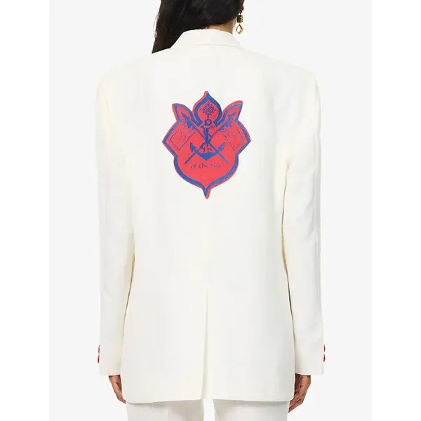 ARAM Brand Print Single-breasted Tweed Blazer