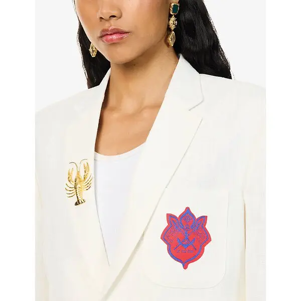 ARAM Brand Print Single-breasted Tweed Blazer