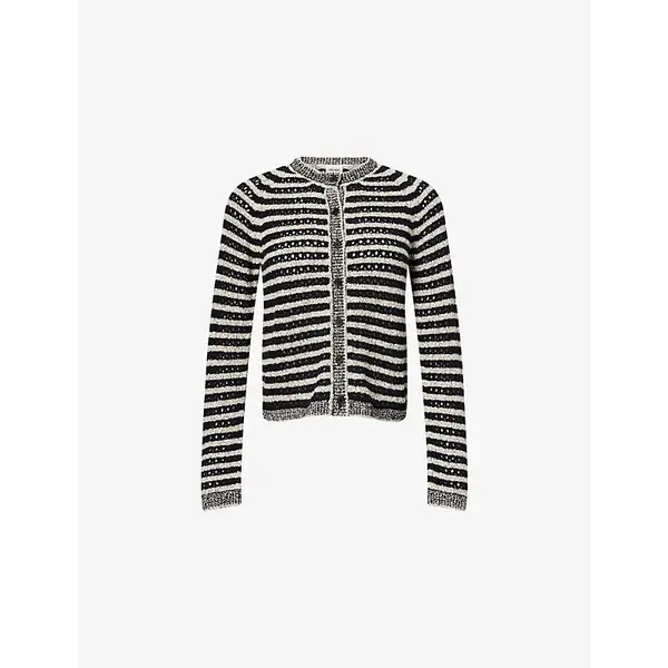ME+EM Striped Cotton-blend Cardigan