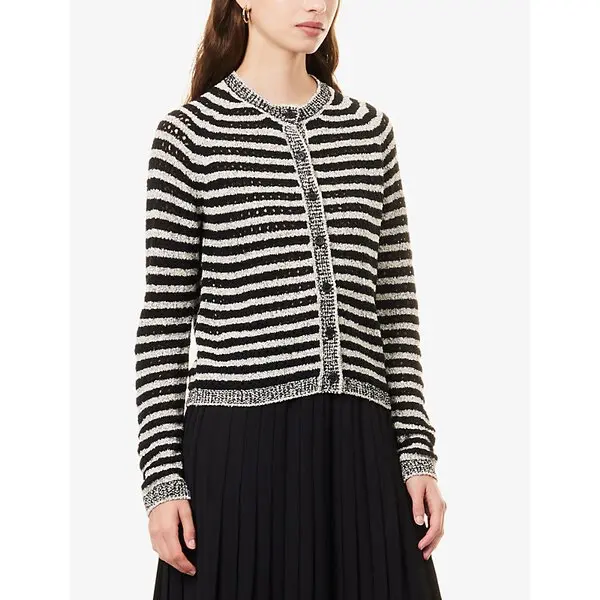 ME+EM Striped Cotton-blend Cardigan