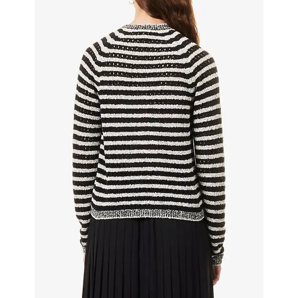 ME+EM Striped Cotton-blend Cardigan