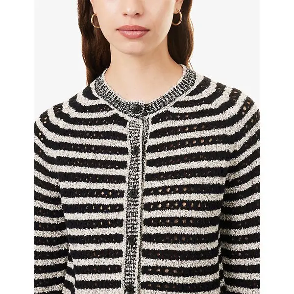 ME+EM Striped Cotton-blend Cardigan