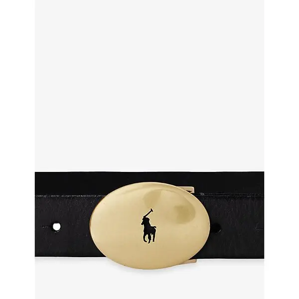 Polo Ralph Lauren Branded Buckle Leather Belt - Black