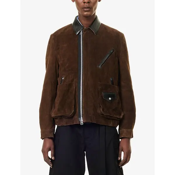 Sacai Suede Contrast Collar Jacket