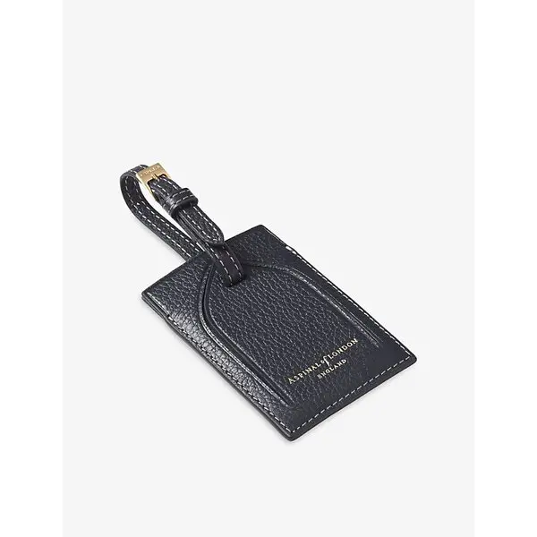 ASPINAL OF LONDON Hudson Leather Luggage Tag - Navy