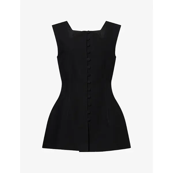 Mona Alshebil Structured Button-front Crepe Top - Black