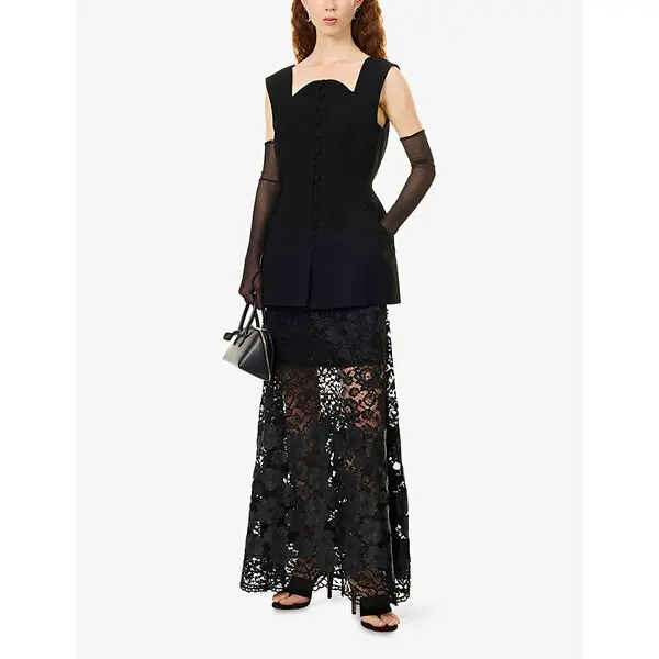 Mona Alshebil Structured Button-front Crepe Top