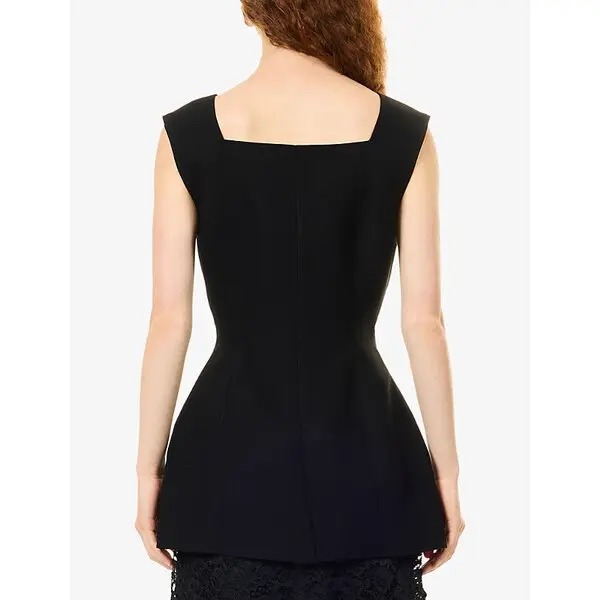 Mona Alshebil Structured Button-front Crepe Top