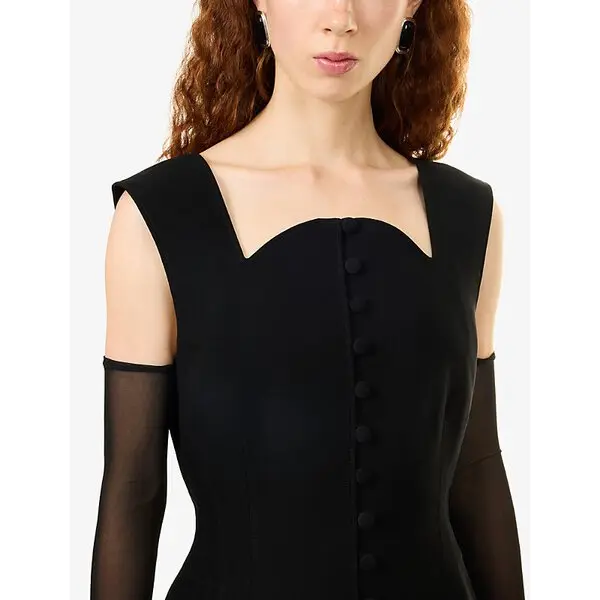 Mona Alshebil Structured Button-front Crepe Top
