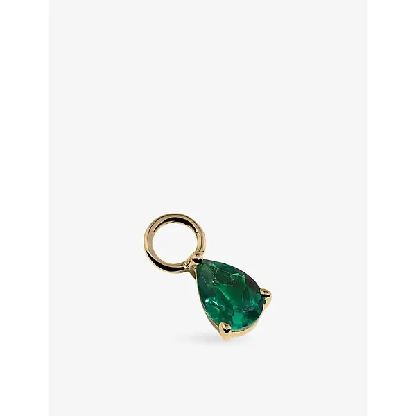 ASTRID & MIYU Birthstone May 14ct Yellow-gold And Lab-grown Emerald Earring Charm - 18ctgoldplatedsilver