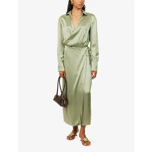 THE DROPPED COLLECTION Silk Wrap Maxi Dress