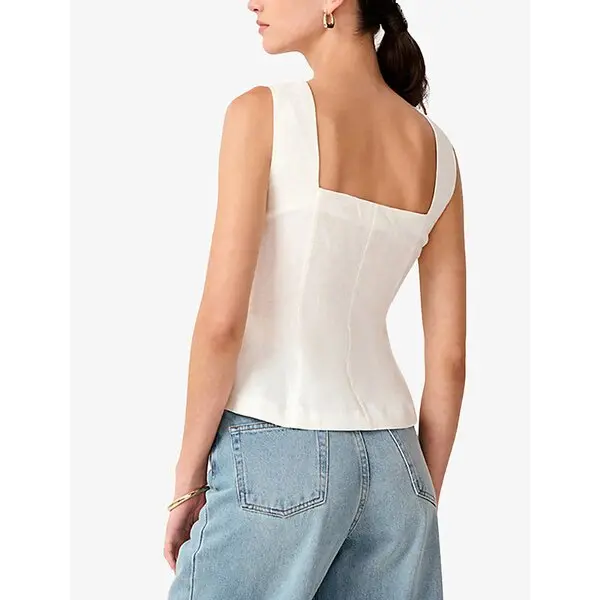 OMNES Tie-front Linen-blend Top