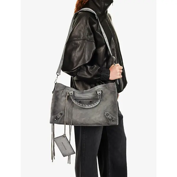 Balenciaga Le City Medium Suede Shoulder Bag