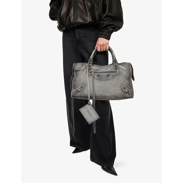 Balenciaga Le City Medium Suede Shoulder Bag