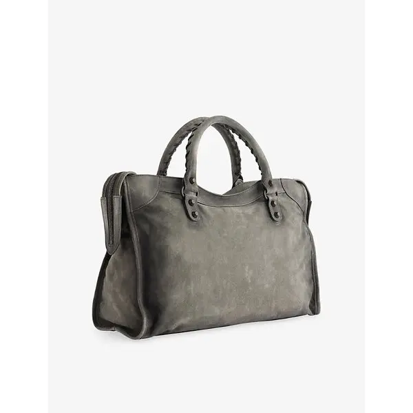 Balenciaga Le City Medium Suede Shoulder Bag