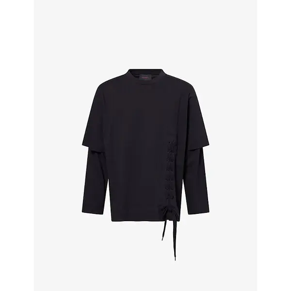 Simone Rocha Layered Long-sleeve Cotton-jersey T-shirt - Black/black