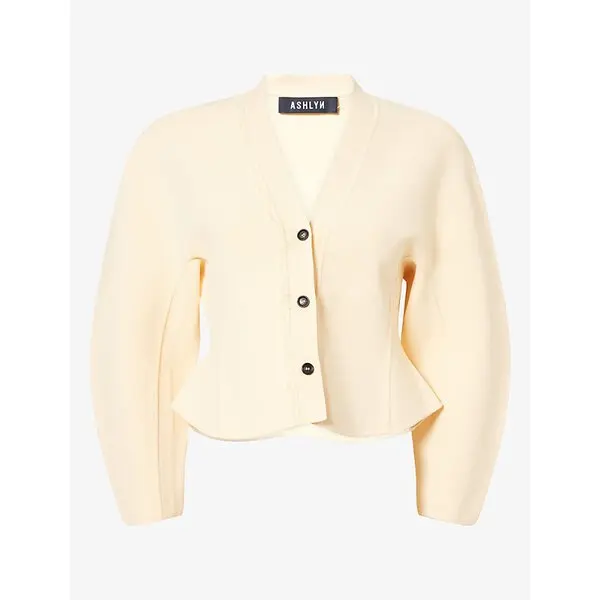 ASHLYN Ruffle Woven Cardigan - Cream