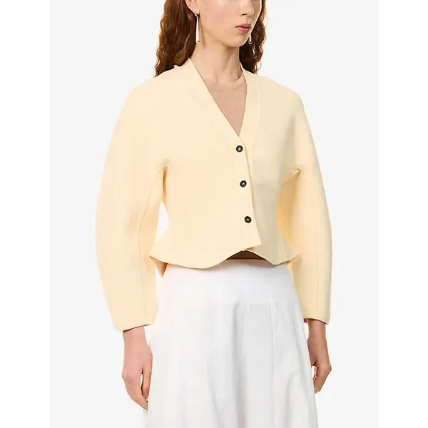 ASHLYN Ruffle Woven Cardigan - Cream