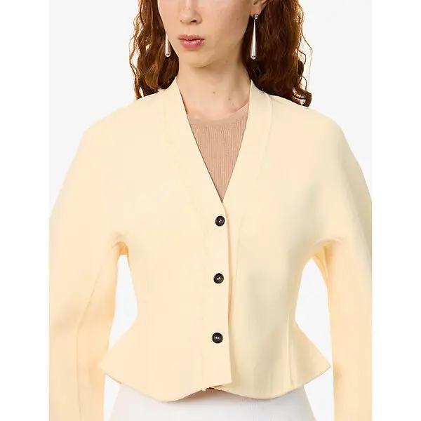 ASHLYN Ruffle Woven Cardigan - Cream