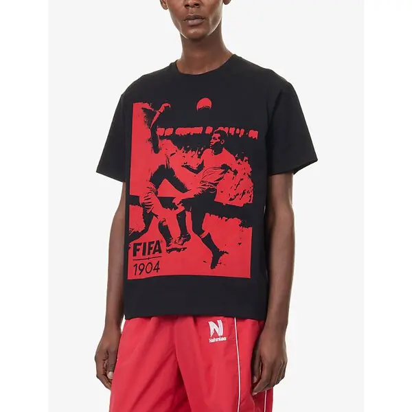 FIFA 1904 Graphic-print Crew-neck Cotton-jersey T-shirt