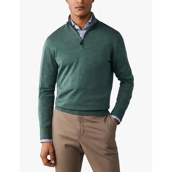 HACKETT Half-zip Regular-fit Merino-wool Jumper