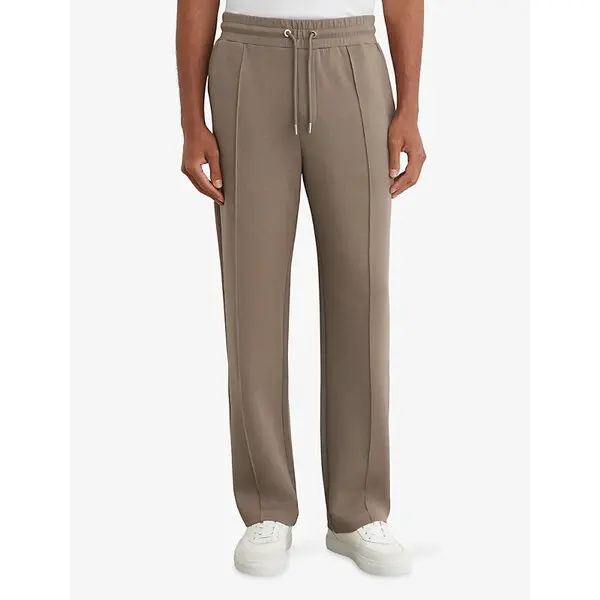 REISS Form Elasticated-waist Jersey Jogging Bottoms - Mushroom Brown