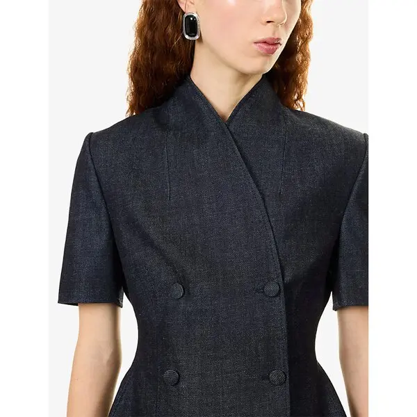 Mona Alshebil Hourglass Double-breasted Denim Blazer