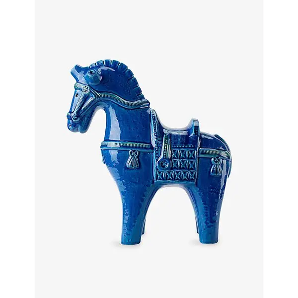 BITOSSI CERAMICHE Figura Di Cavallo Ceramic Sculpture Figurine - Blue