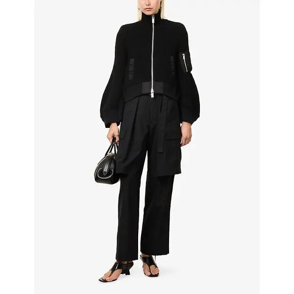 Sacai Ribbed Wool Zip-up Jacket