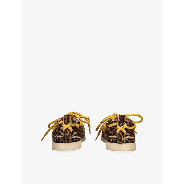 GOLDEN GOOSE Leopard Print Leather Boat Shoes