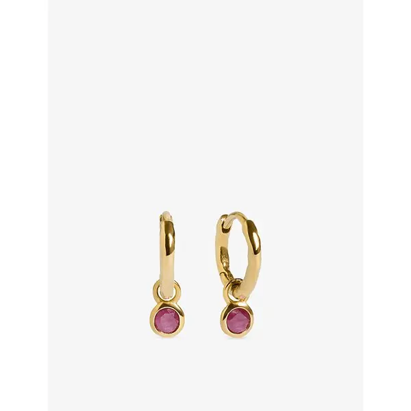 Monica Vinader 18ct Yellow Vermeil And Ruby Huggie Earrings - Gold