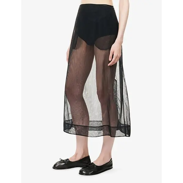 Simone Rocha Ripple Sheer Mesh Midi Skirt