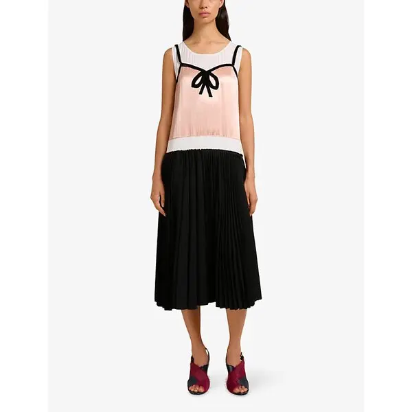 Marni Color-block Bow Satin Midi Dress