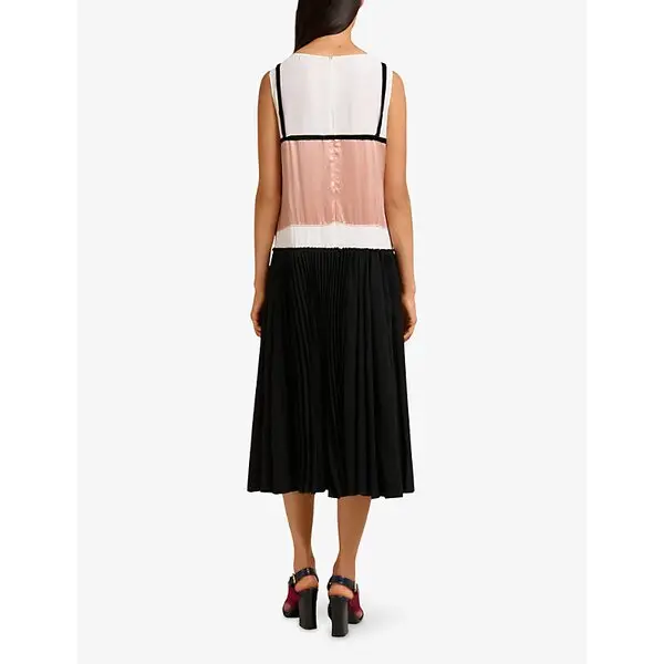 Marni Color-block Bow Satin Midi Dress