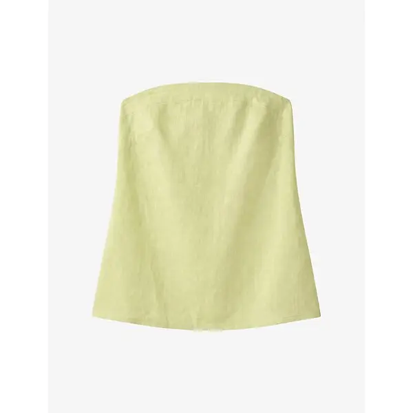 OMNES Strapless Linen-blend Top