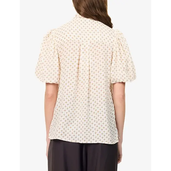 ME+EM Printed Short-sleeve Puff Blouse