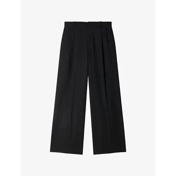 Sandro Pinstriped Wide-leg Woven Trousers