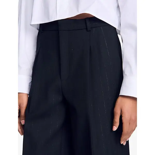 Sandro Pinstriped Wide-leg Woven Trousers