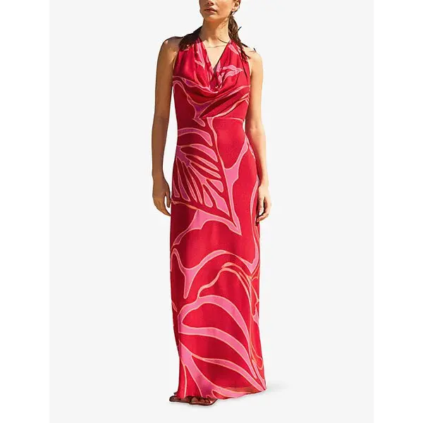 RO&ZO Floral Print Halterneck Woven Maxi Dress